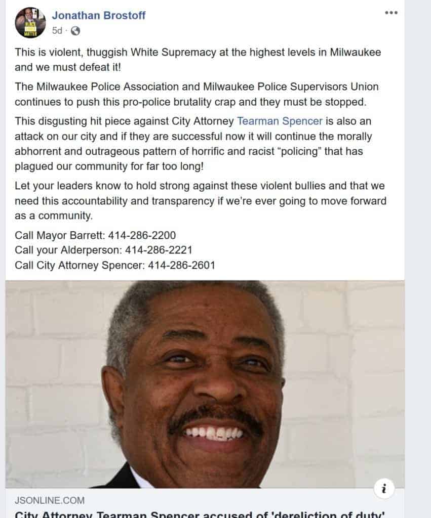 State Rep. Brostoff: Milwaukee Police Are Violent Bullies & White ...