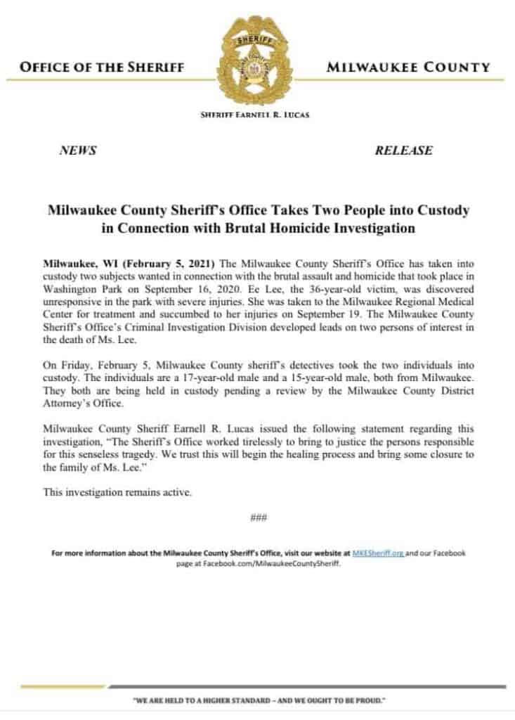 Two Milwaukee Teens Arrested In Vicious Murder Of Ee Lee